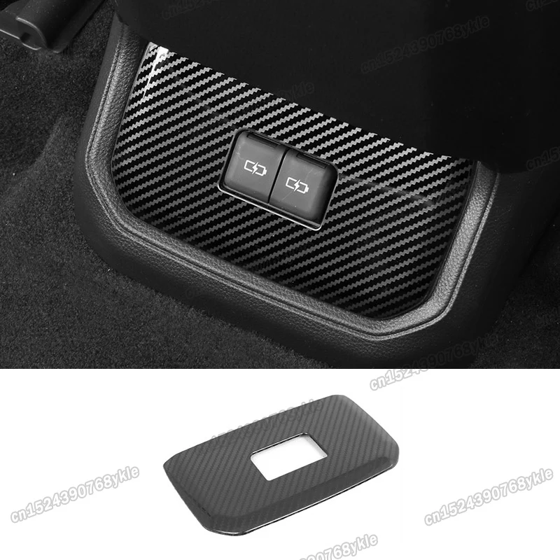 carbon fiber car armrest rear usb port panel cover trims for toyota ...