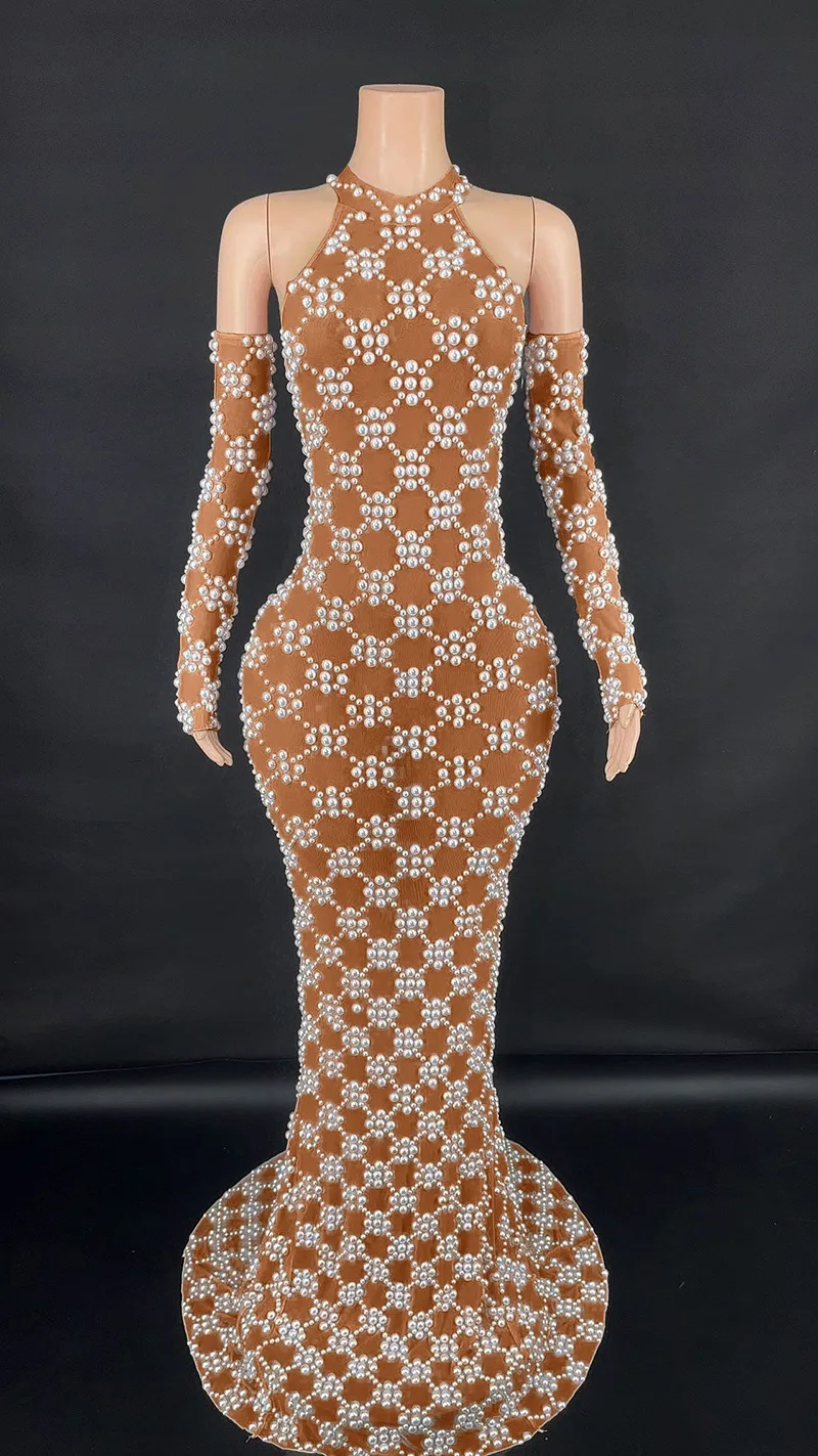 Sparkly-Silver-Big-Rhinestone-Transparent-Long-Dress-Evening-Birthday ...