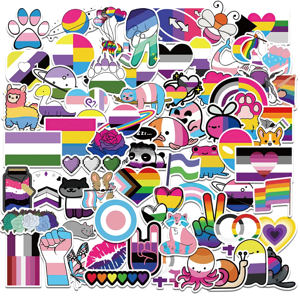 50-100pcs-Cartoon-Pride-Stickers-Rainbow-Sticker-in-Bisexual-Stuff ...