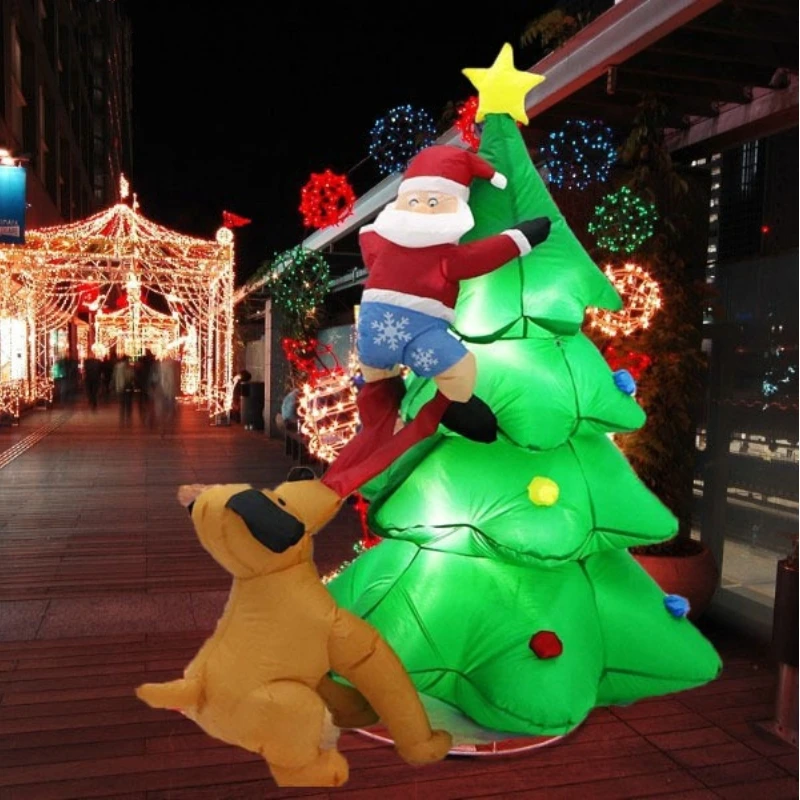Christmas-Model-Balloon-Set-Inflatable-Dog-Santa-Climbing-Tree-Garden ...