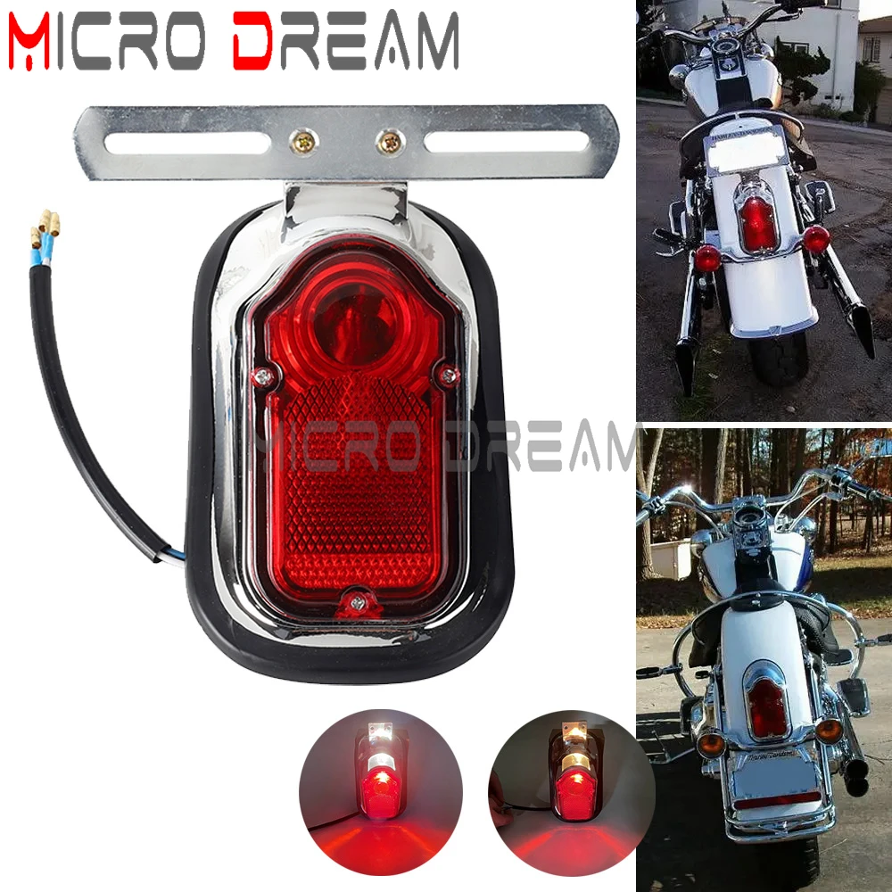 Universal-Motorcycle-Chrome-Red-Tombstone-Tail-Brake-Light-For-Harley ...
