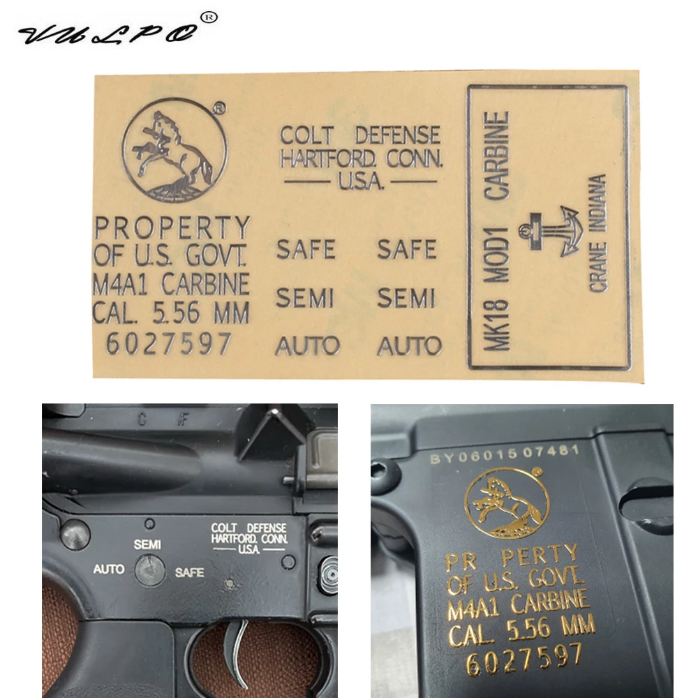 VULPO 2 Pcs/Set Tactical M4A1 MK18 Metal Sticker CS Toy Gun Sticker ...