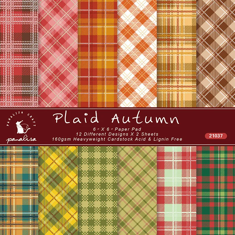 24 Sheets 6"x6"single-side Printed Plaid Autumn Creative Scrapbooking ...