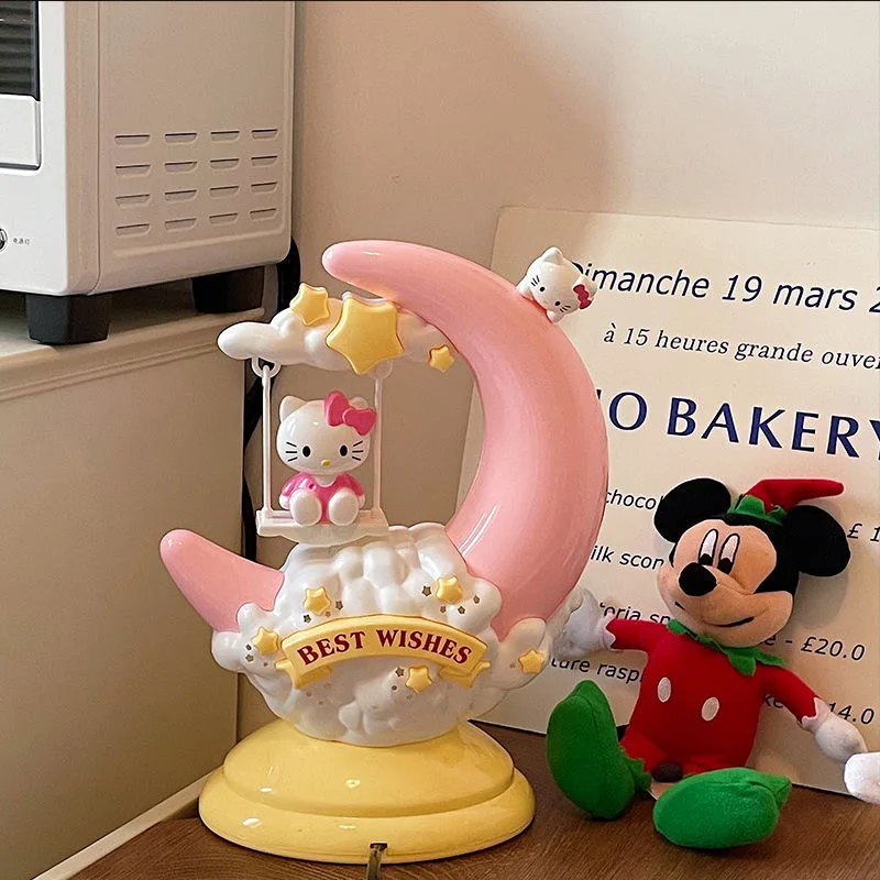 مصباح مكتبي جديد على شكل قمر مرحبا كيتي مُزين برسوم كارتونية مصباح غرفة ...