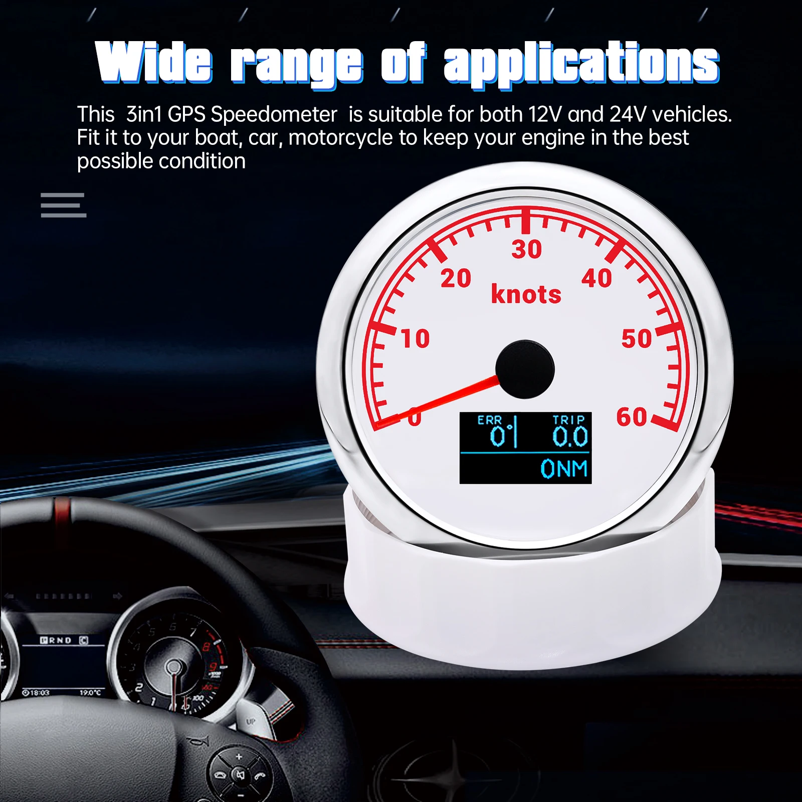 85MM-Waterproof-GPS-Speedometer-30-60-knots-With-Antenna-4-in-1-Gauge ...