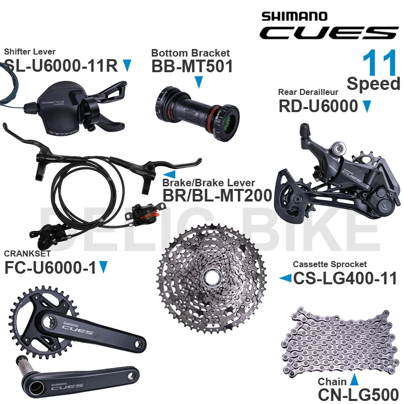SHIMANO CUES U6000 Groupset SL-U6000-11R RD-U6000 FC-U6000-1 CS-LG400 CN-LG500 MT200 DISC BRAKE ...