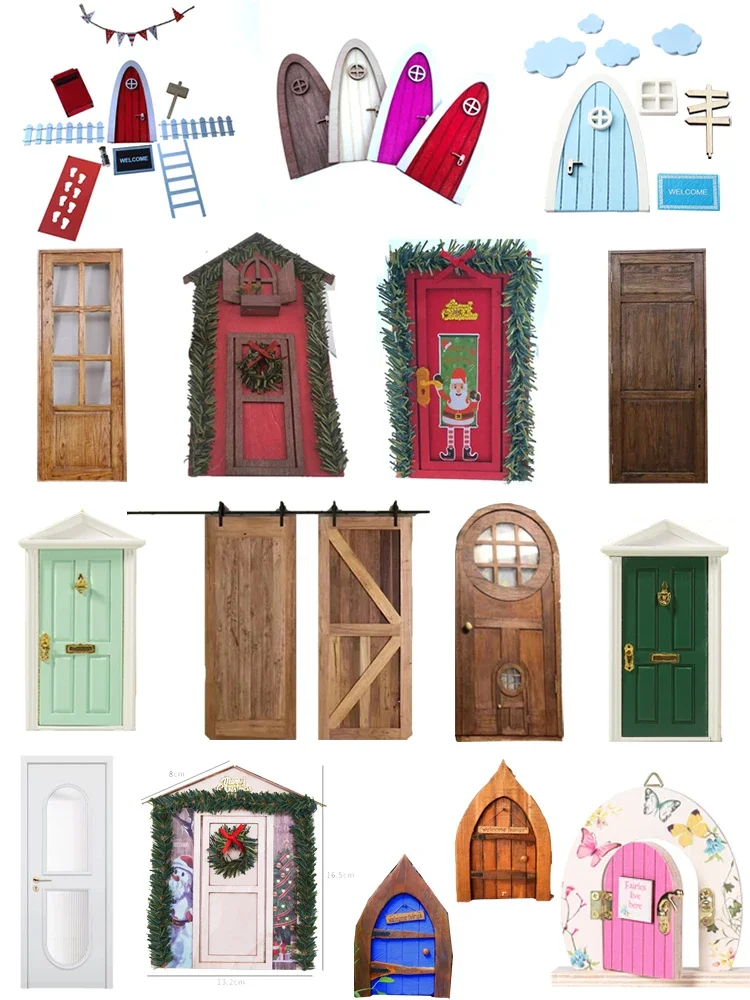 Miniature Wood Elf Door Fairy Door Mini House Dollhouse Accessories ...