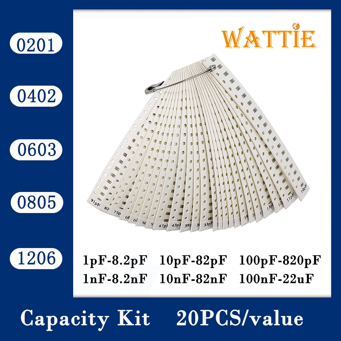 Capacitor kit 0201 0402 0603 0805 1206 smd Capacity package each value*20PCS Sample Kit ...