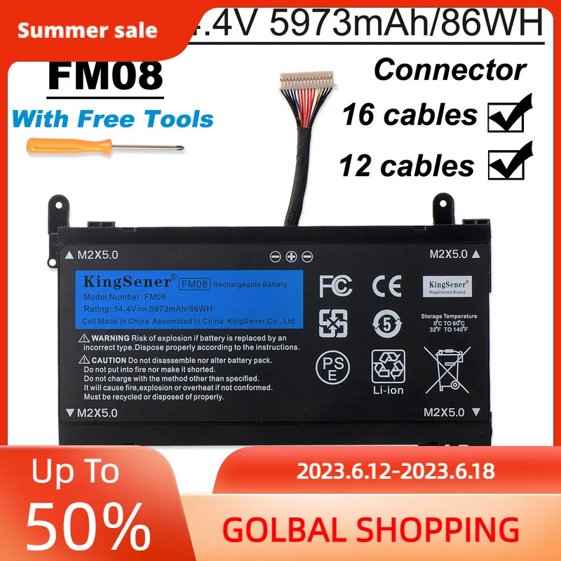 KingSener 14.6V 83.22Wh 5700mAh FM08 Laptop Battery For HP OMEN 17 ...