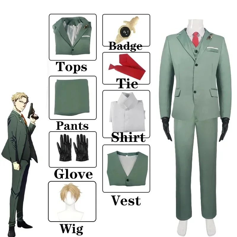 Anime-Spy-X-Family-Loid-Forger-Cosplay-Costume-Light-Green-Suit-Blond ...