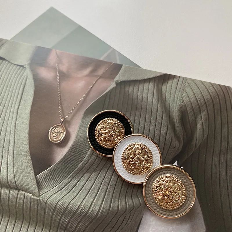 10-Pieces-Fashionable-Buttons-Beautiful-Pattern-Round-Gold-Color-Metal ...
