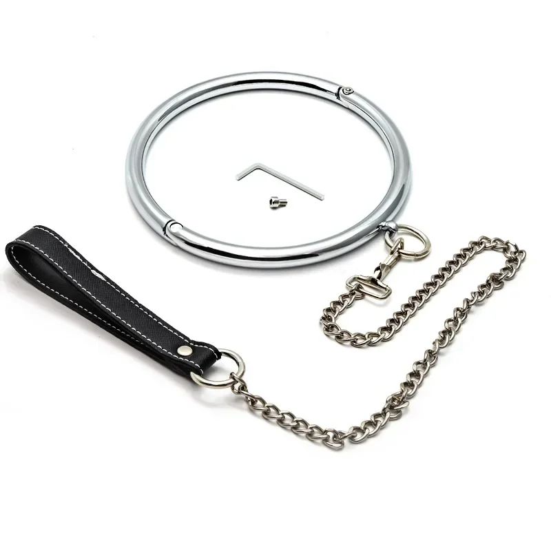 Metal-Male-Female-Lockable-Slave-Neck-collar-Hex-wrench-Restraint-Bondage-Locking-Choker-O-Rings ...