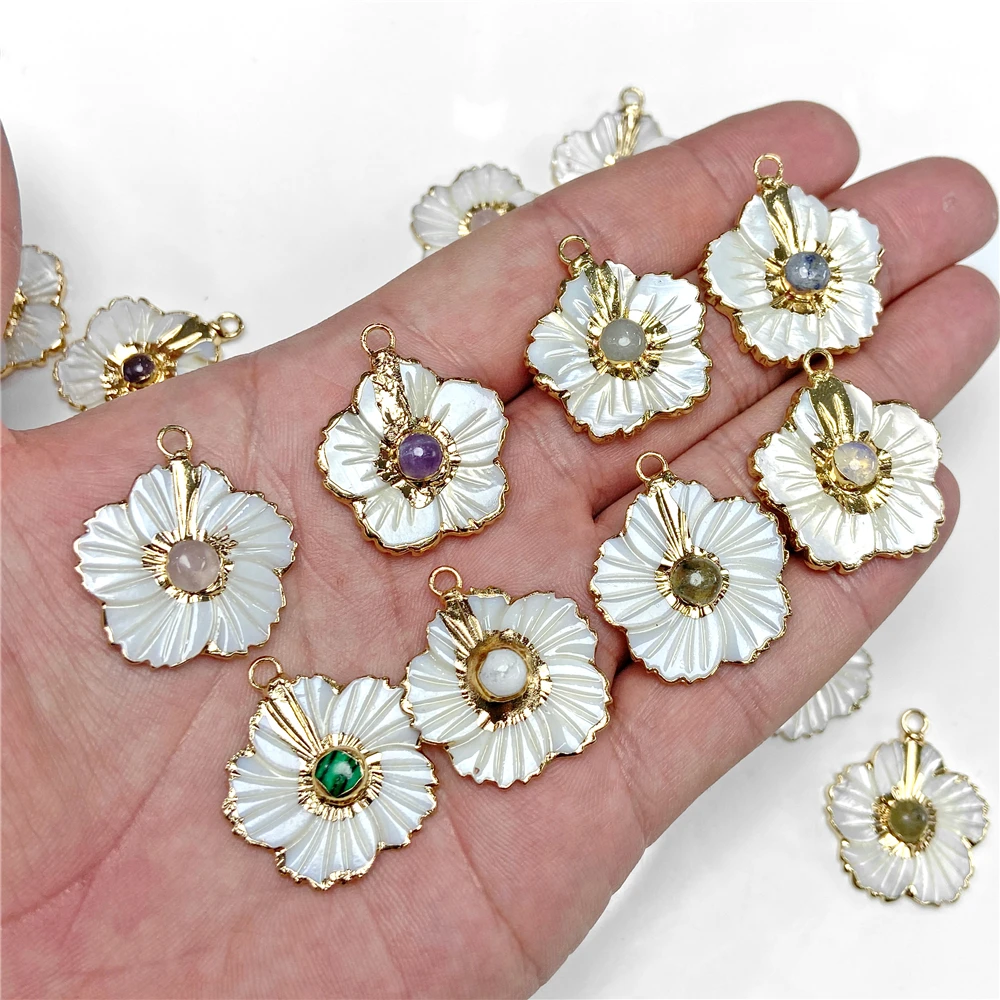 Colgante de flor de concha Natural, flor de concha de agua dulce, dijes ...