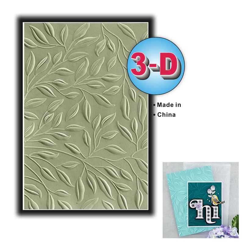 New 3d Embossed Folder Green Leaves For Card Making Scrapbook Paper Diy ...