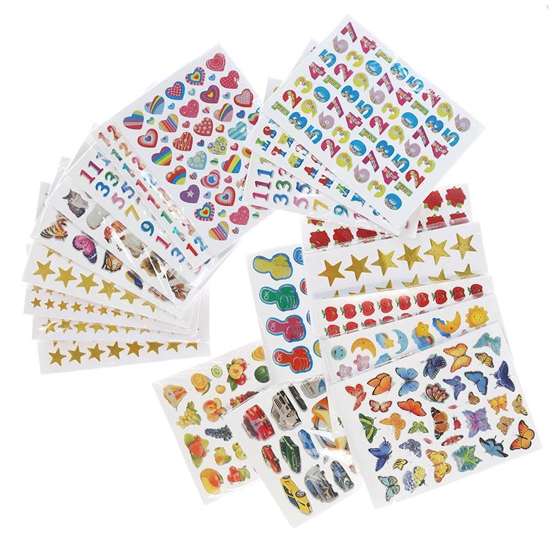 10 Sheets Cartoon Cute Decorative Sticker Kids Envelopes Cards Craft ...
