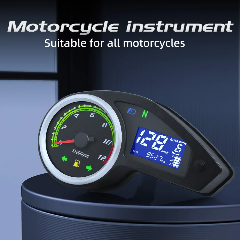 Motorcycle-Speedometer-Tachometer-LCD-Digital-Instrument-Odometer-Moto ...