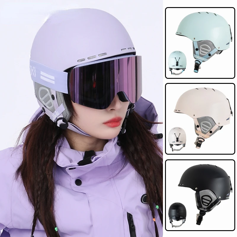 Ski-Helmet-Men-and-Women-Adult-Single-Double-board-Snow-Goggles-Set-One ...