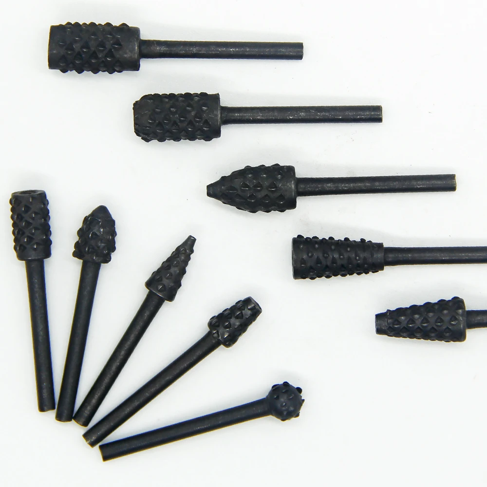 10pcs Set Rotary Rasp File 3mm Shank Burr File Rasp Woodworking Drill ...