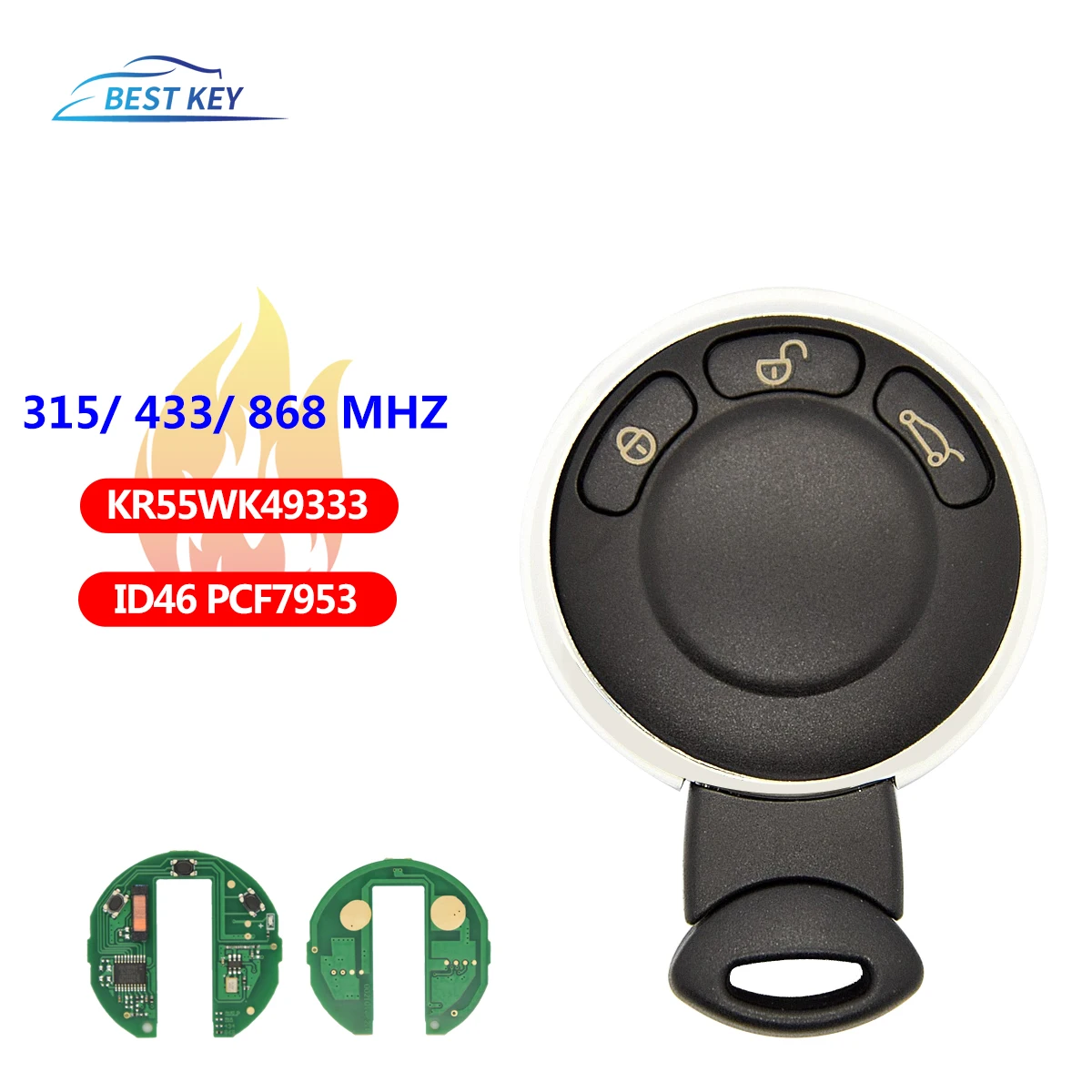 BEST KEY KR55WK49333 315/ 433/ 868MHz ID46 PCF7953 Remote Smart Key for ...