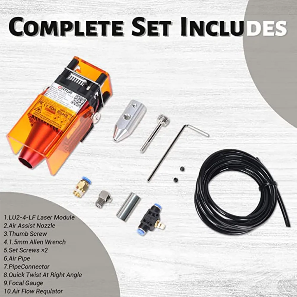 ORTUR Laser Head LU2-2/LU2-4 SF/ LU2-4 LF/LU2-10A with Air Assist Laser ...