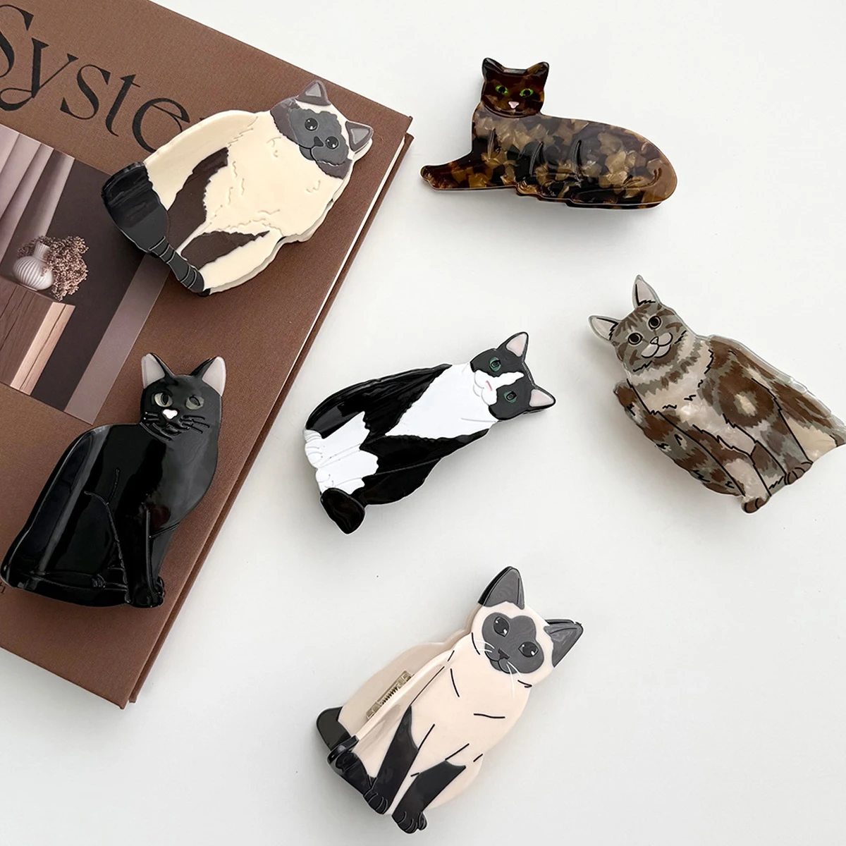 1pc 2025 New Cat Hair Clip for Women Cute Animal Acetate Claw Clip for ...