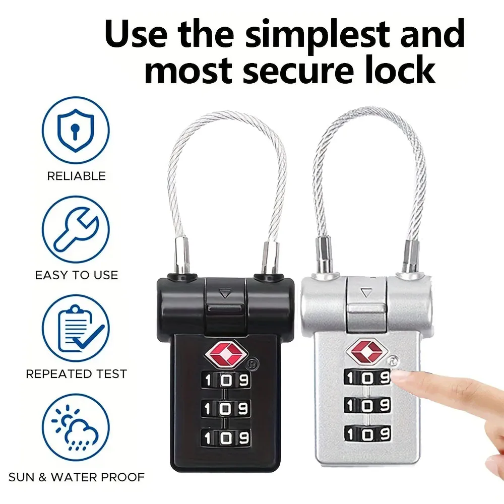 TSA Customs Code Lock for Travel Luggage Password Changeable Black Lock ...