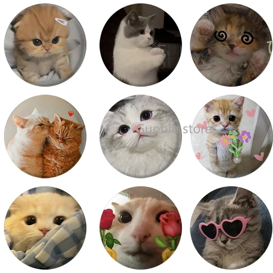58mm-Pop-Cute-Cat-Meme-Funny-Button-Pin-Cartoon-Cute-Lovely-Sad-Cat ...