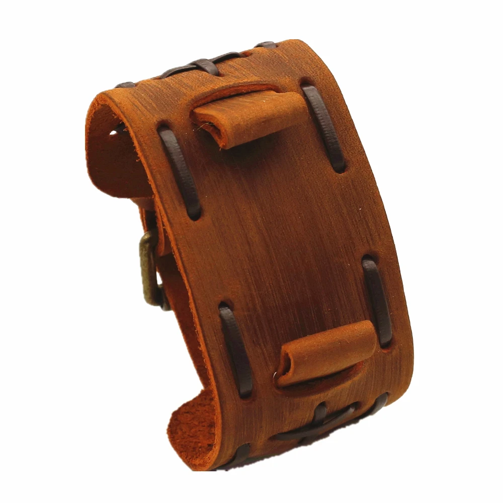 20mm-Handmade-Stitched-Genuine-Leather-WatchStrap-Men-Punk-Watchband ...