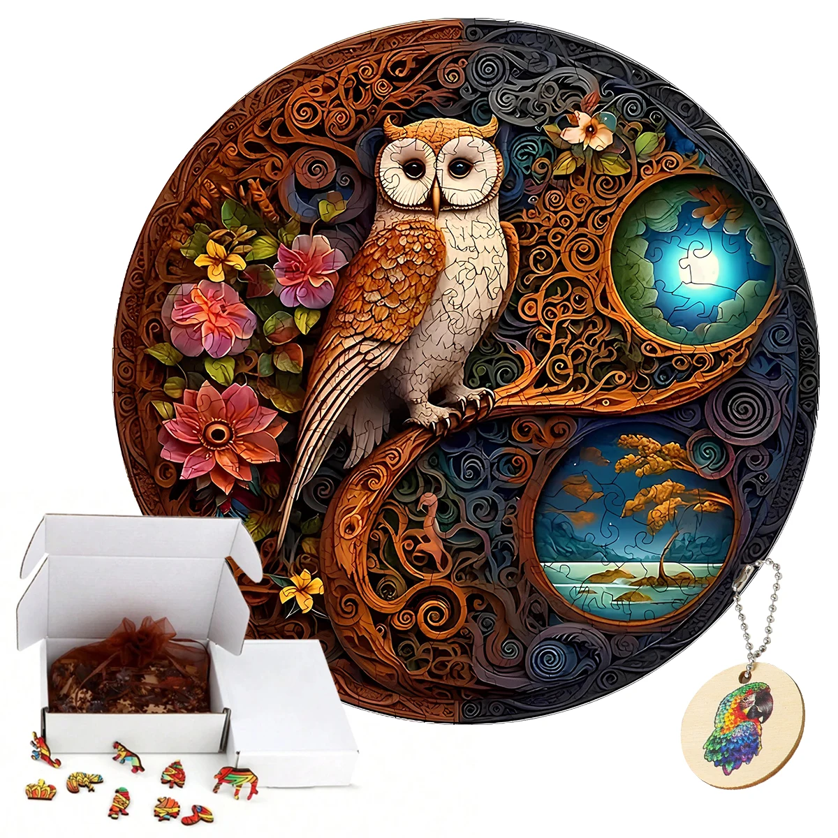 Wooden-Jigsaw-Blue-And-White-Wolf-Puzzle-Board-Educational-Game-Toys ...