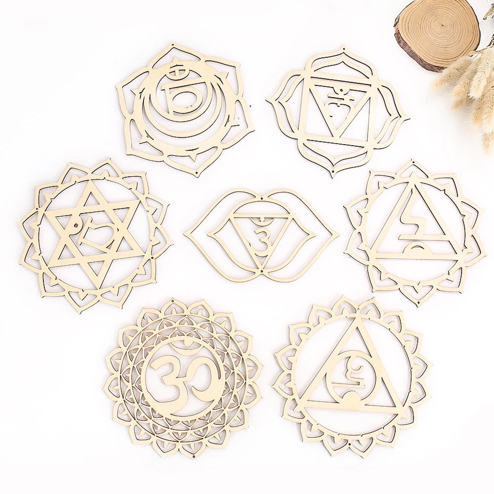 7PC/set Wooden Wall Hanging Metatron Star of David Lotus Om Pendant ...