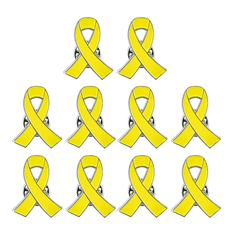 10pcs-set-Yellow-Ribbon-Breast-Cancer-Enamel-Pins-Prevention-Awareness ...