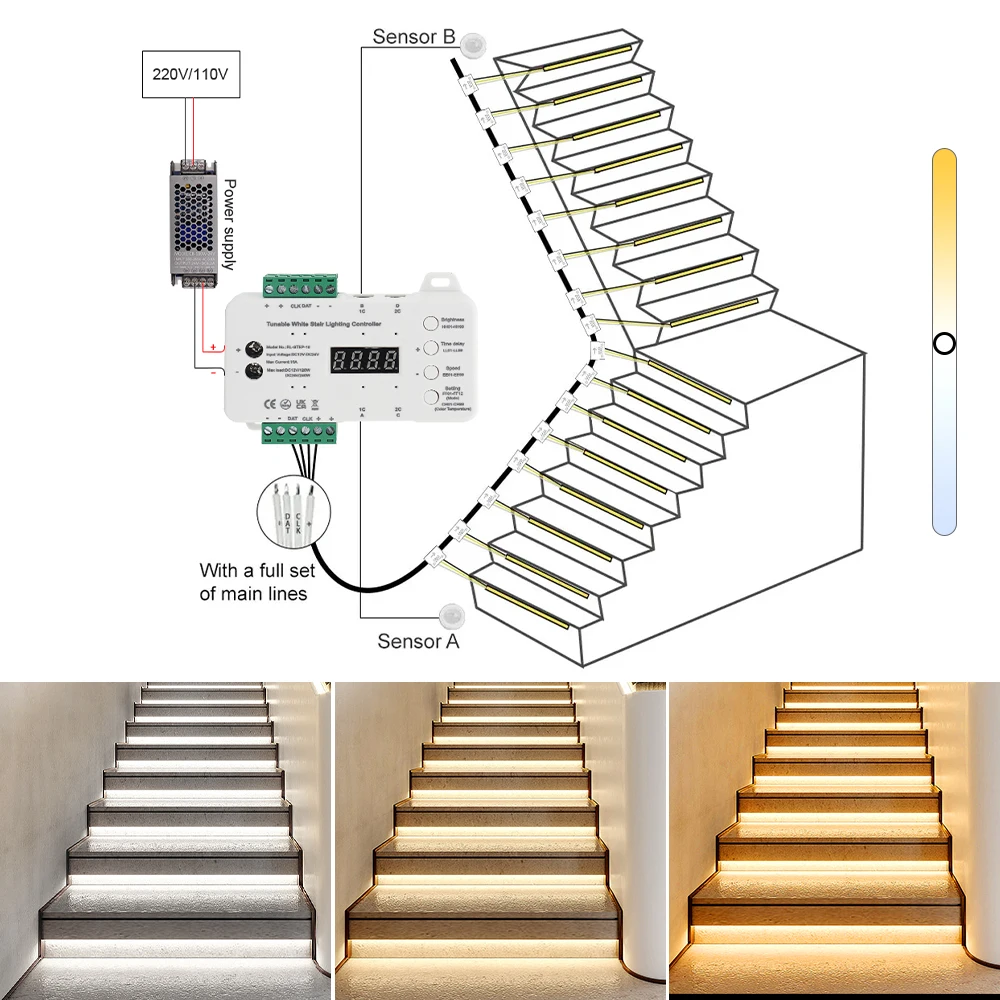 Dimmable-LED-Strip-Light-com-Sensor-de-Movimento-CCT-COB-Ilumina-o-da ...