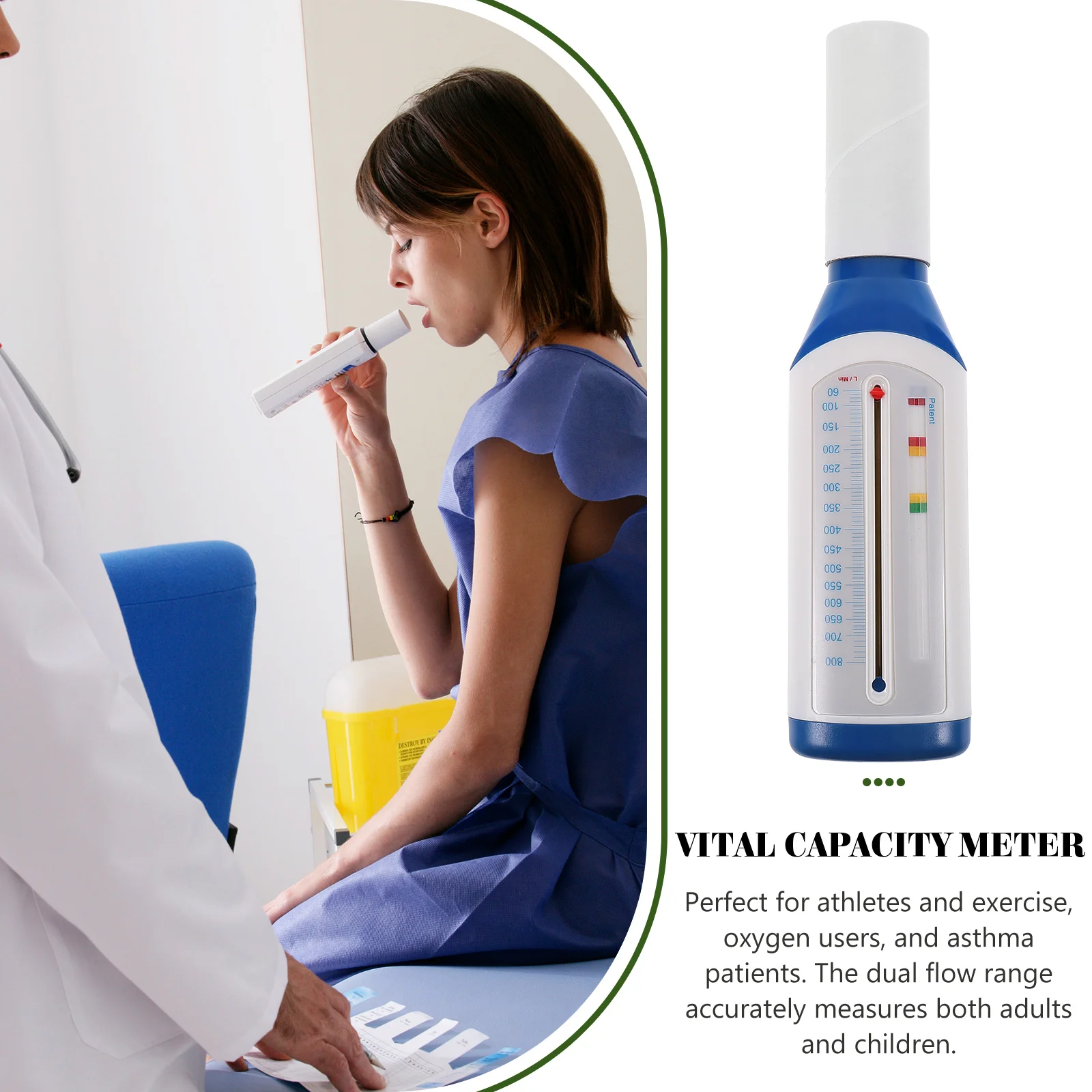 Tragbares Spirometer Peak Flow Meter – Exspiratorischer Flussmesser für Lungen und Asthma – Spargut