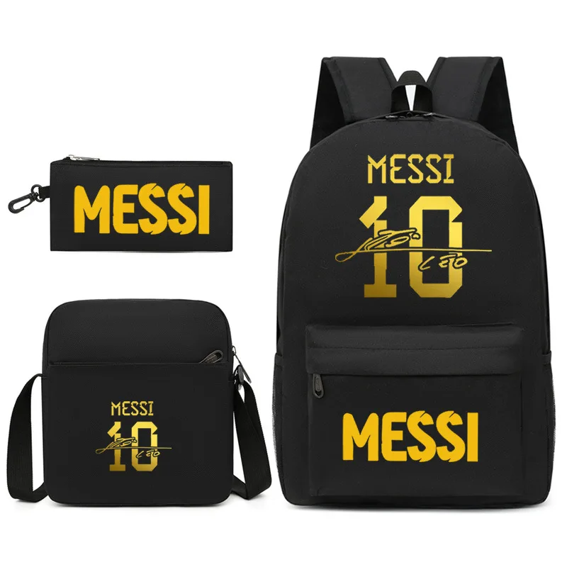 Lionel Messi Football Star Backpack Print Three-Piece Set Unisex School ...