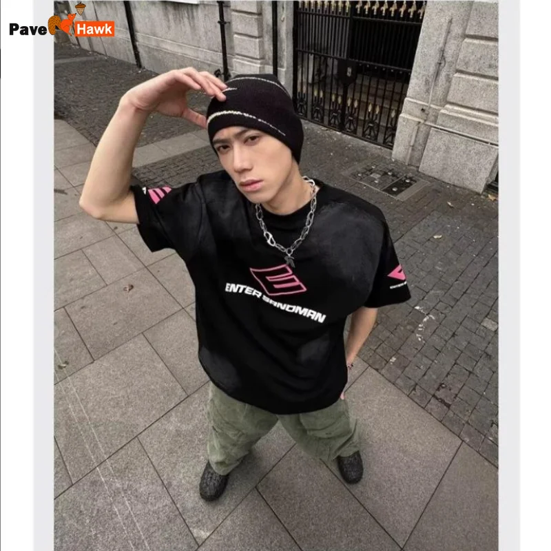 Retro-Racing-Suit-T-shirt-Mens-Cotton-2024-Summer-Korean-Trendy-Letter ...