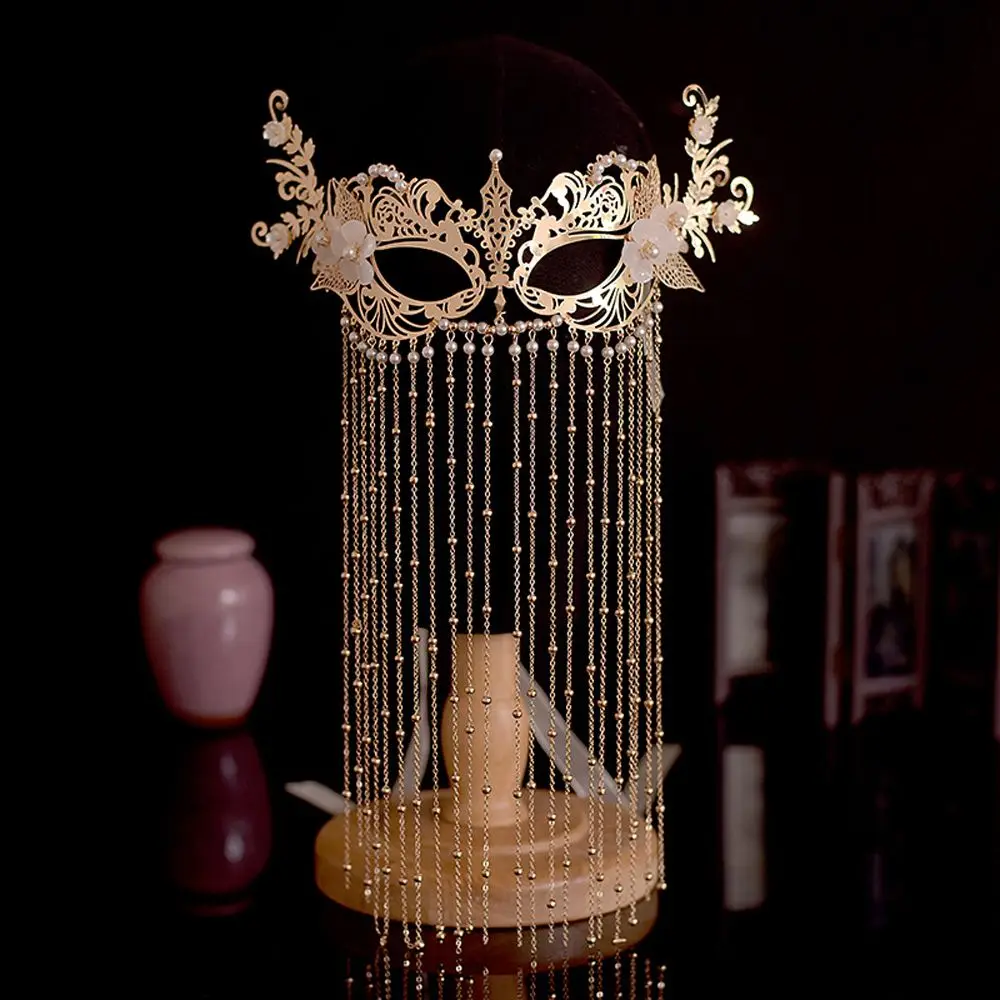 Retro-Popular-Pearls-Face-Veil-Mask-Exquisite-Tassel-Hanfu-Headwear ...
