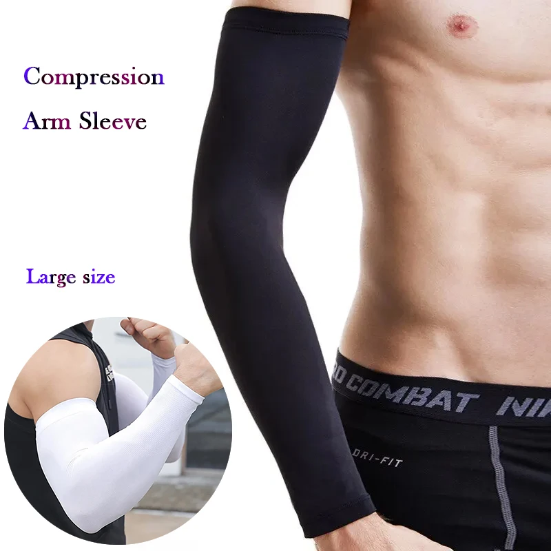 Large-size-Compression-Arm-Sleeve-Lengthened-Basketball-Arm-Guard-Gym ...
