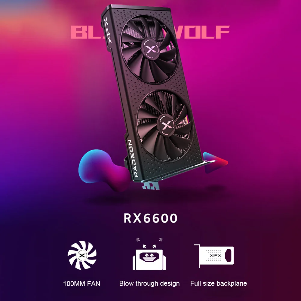 Xfx rx 6600 placa gráfica 8gb 128bit gddr6 computador placa gráfica ...