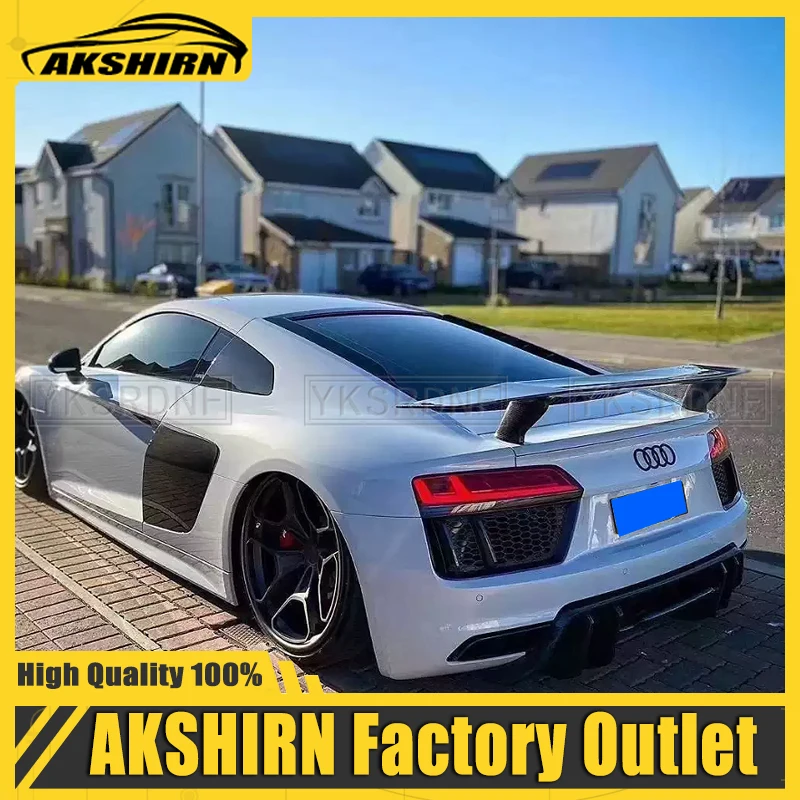 For-New-R8-Real-Carbon-Fiber-Car-Rear-Wing-Trunk-Lip-Spoilers-For-Audi ...