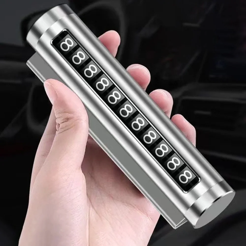 Metal-Car-Temporary-Parking-Card-Rotate-Phone-Number-Plate-Aluminum ...