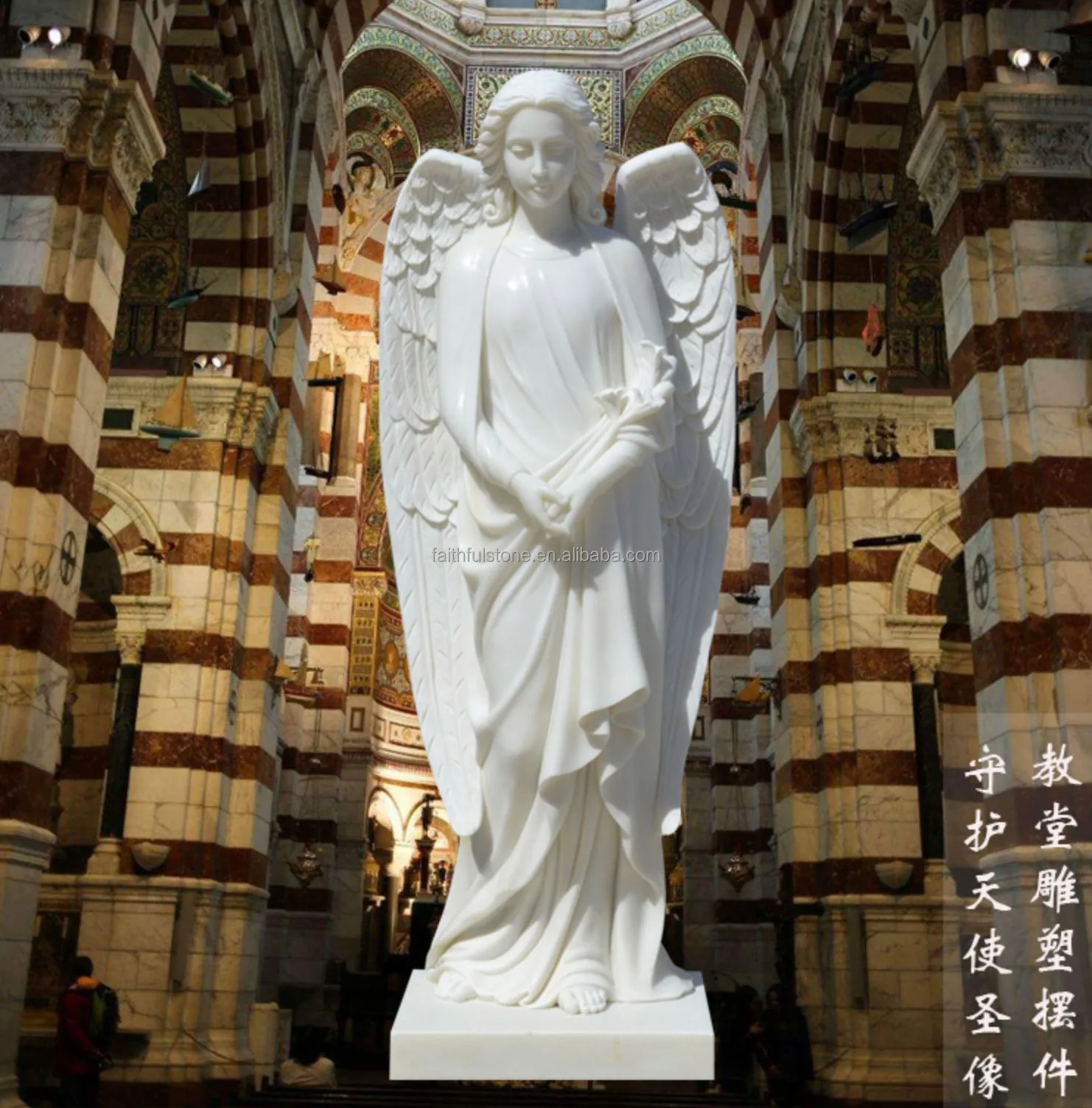 Custom Catholic Religious Angel Sculpture White Marble Stone Hand ...