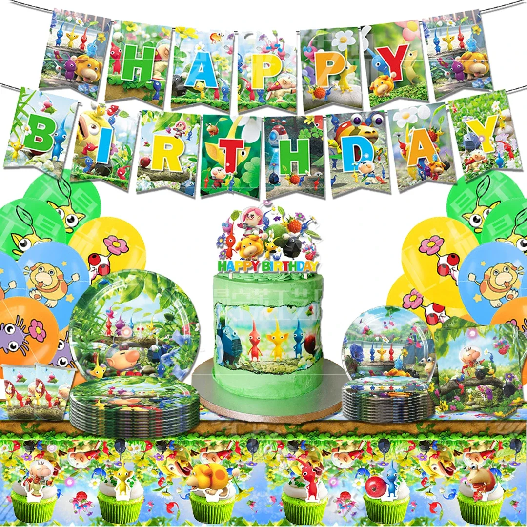 Hot-Game-Pikmin-Birthday-Party-Decorative-set-dinnerware-Banner-Cake ...