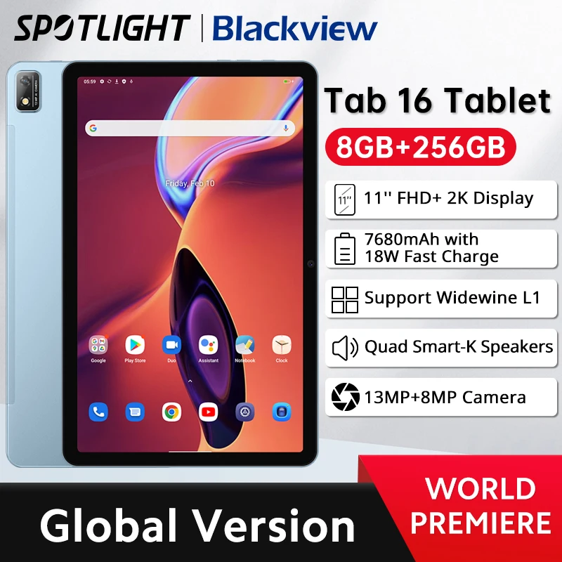 Blackview Tablet Tab 16 con Android, 8GB + 256GB, 11 ", 2k FHD ...