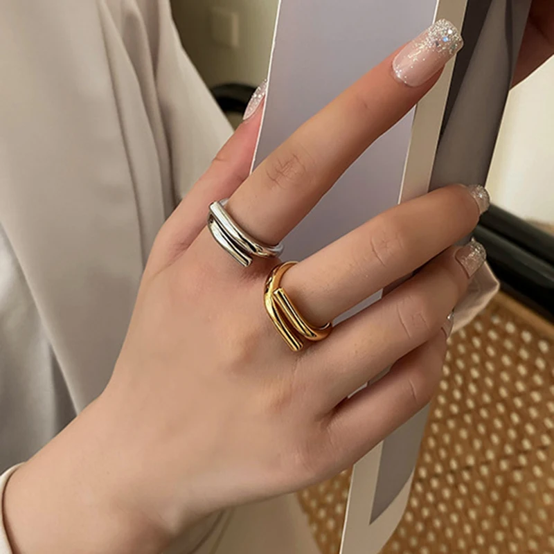 Simple-Creative-Women-Stainless-Steel-Ring-Vintage-Opening-Rings-for ...