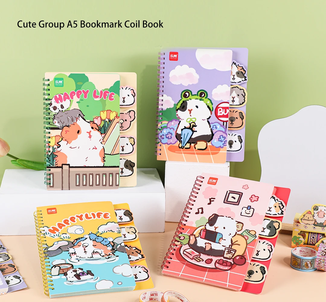 60-Sheets-Cute-A5-Coil-Book-Creative-Bookmark-Book-Thickened-Notebook ...