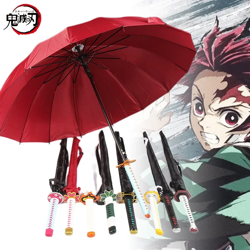Demon Slayer Katana Handle Umbrella Tanjirou Long Handle Katana Sword ...