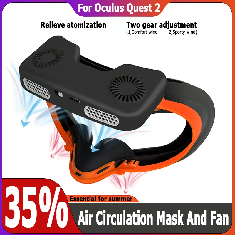 Air-Circulation-Mask-And-Fan-For-Oculus-Quest-2-Dual-drive-fan-Two-gear ...
