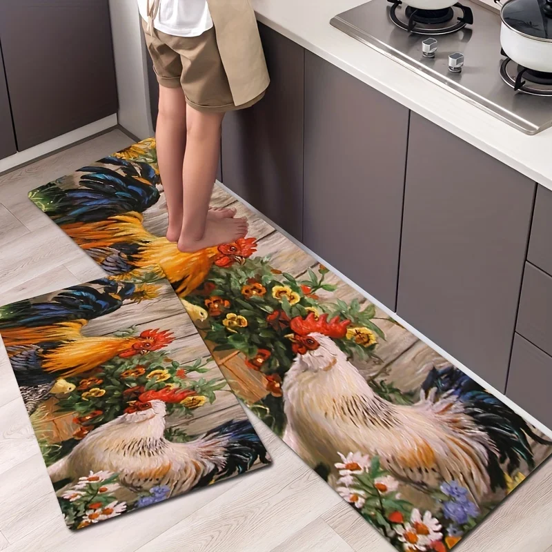 1pc-Chickens-Flowers-Floor-Mat-Modern-Kitchen-Rug-Non-Slip-Colorful ...
