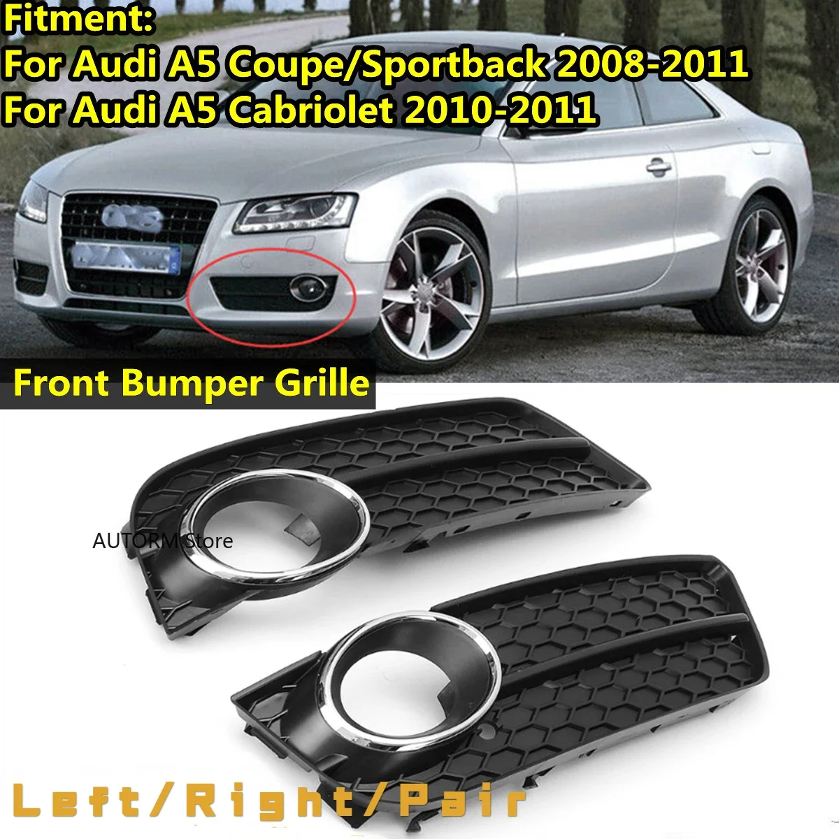 For Audi A5 Coupe/Sportback Cabriolet 2008-11 Left/Right Front Bumper ...