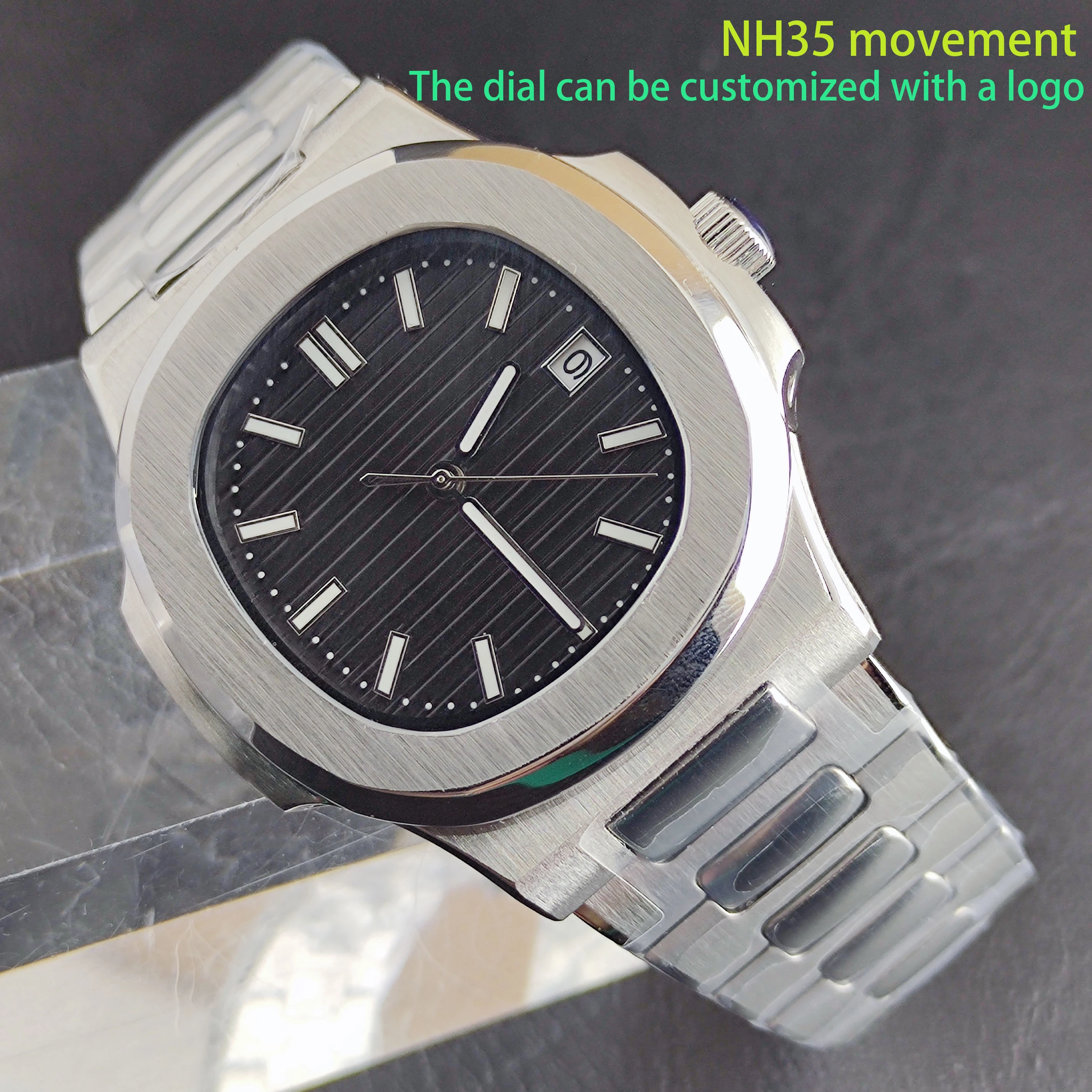 NH35 Nautilus Case 39mm NH35 Dial Stainless Steel Glossy Hands Fit for Watch Accessories with ...